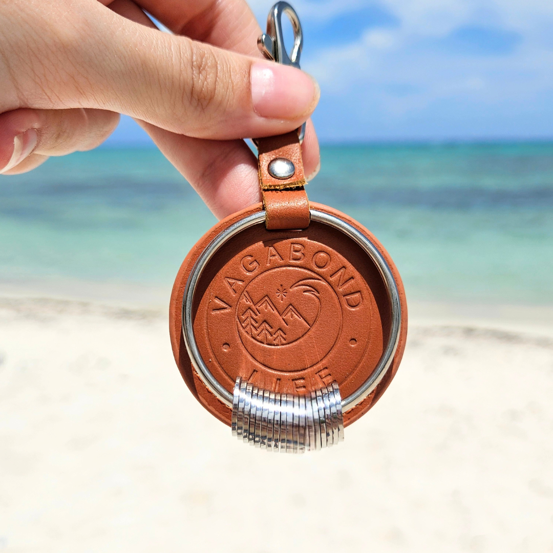 Brown Leather Travel Keychain, Collect Your Travels, Gift For Traveler ...